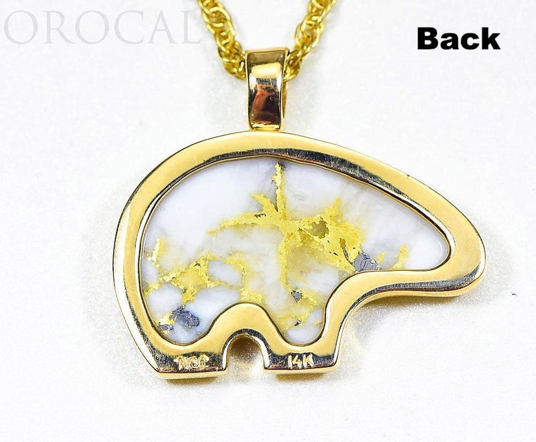 Gold Quartz Pendant Bear "Orocal" PBR1JHQX Genuine Hand Crafted Jewelr
